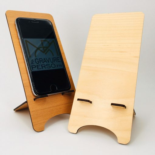 Support téléphone bois 100% personnalisable - Ma Gravure Perso
